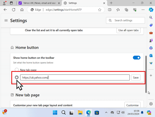 How To Set A Start And Home Page In Microsoft Edge. - At Home Computer ...