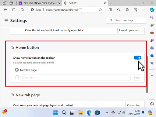 How To Set A Start And Home Page In Microsoft Edge. - At Home Computer ...