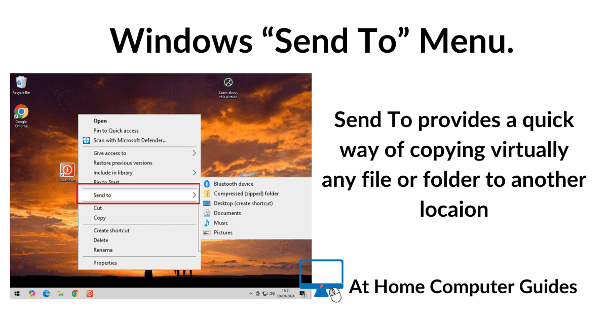 How To Use The Windows Send To Menu. - At Home Computer Guides