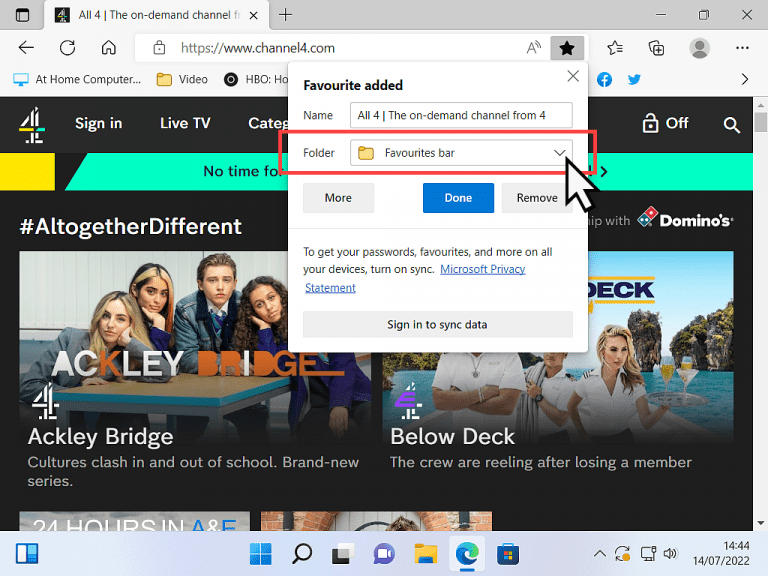 How To Manage Your Favourites In Microsoft Edge.