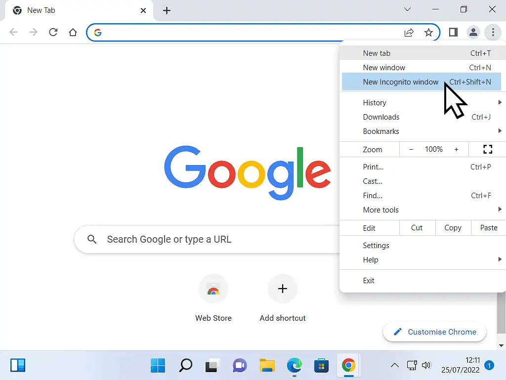 Private Browsing In Chrome And Edge. - At Home Computer