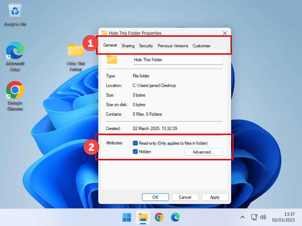 How To Hide Folders In Windows. - At Home Computer Guides