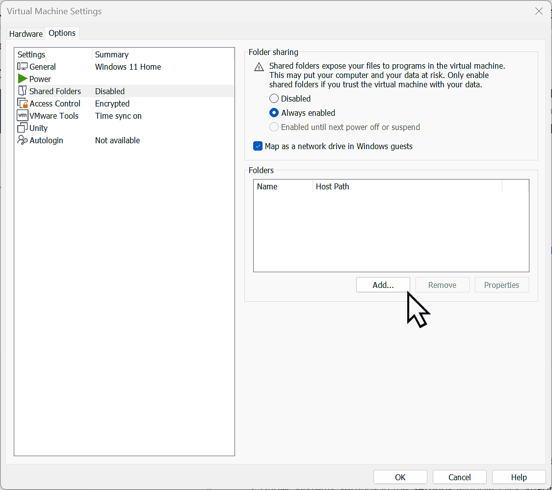 How To Setup A Shared Folder In VMware Player - At Home Computer