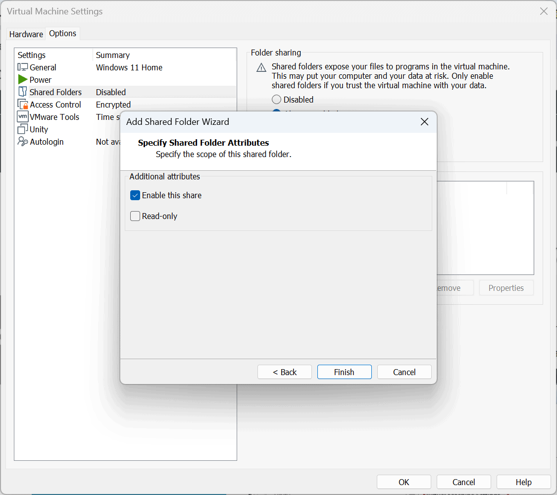 How To Setup A Shared Folder In Vmware Player At Home Computer