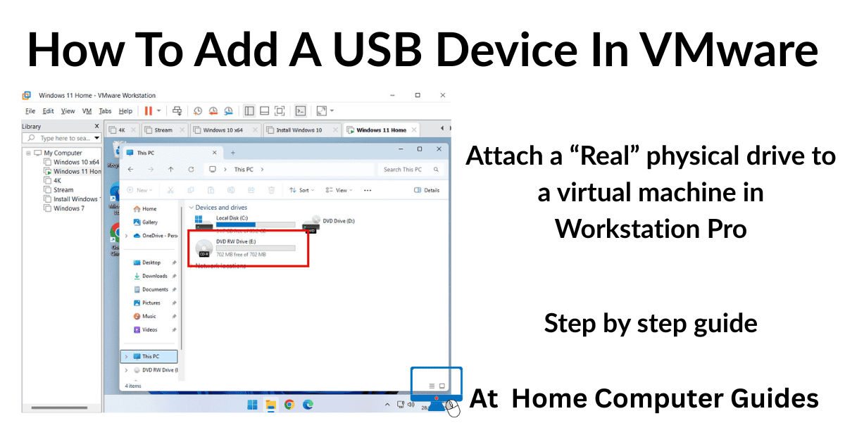 Add A USB Device To VMware Workstation Pro - At Home Computer Guides
