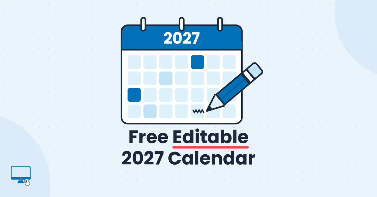 Free Editable Printable 2027 Calendar UK (Word, Excel, PPT)